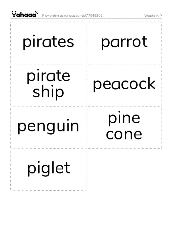 Free Worksheet On Words In P Two Columns Flashcards Yahaaa Free Worksheet On Words In P Two Columns Flashcards Yahaaa