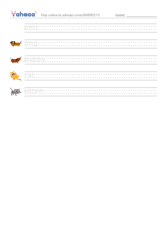 Pets - worksheets PDF Download | Yahaaa!