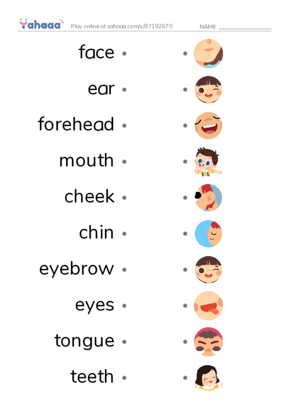 My Face - worksheets PDF Download | Yahaaa!