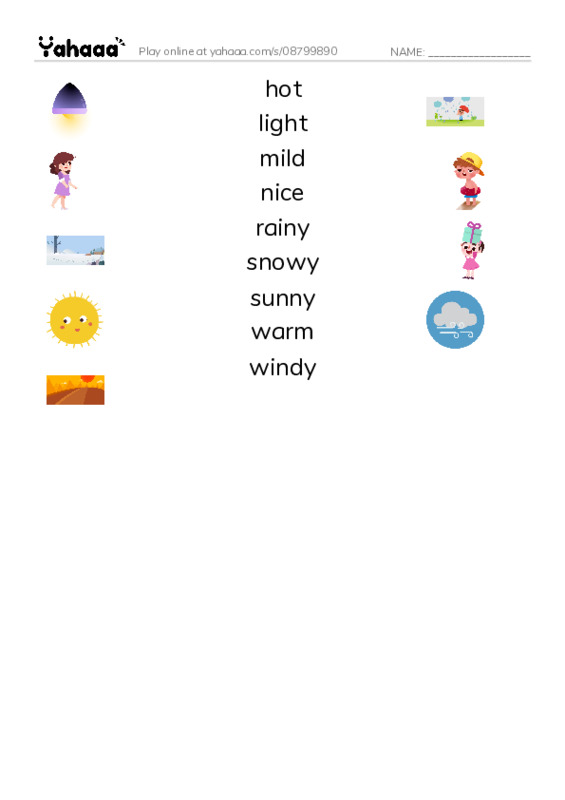 Free worksheet on Common Adjectives in English: weather 2 - | Yahaaa!