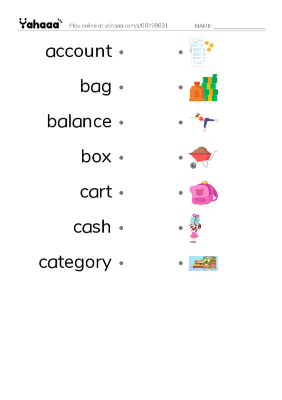 Free worksheet on Common Nouns in English: shopping 1 - Link | Yahaaa!