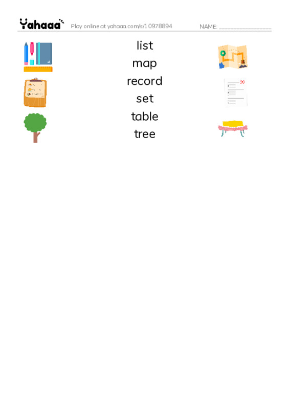 Free worksheet on Common Nouns in English: data structures 2 | Yahaaa!