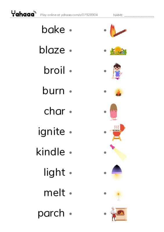 Free worksheet on Common Verbs in English: fire 1 - Link | Yahaaa!
