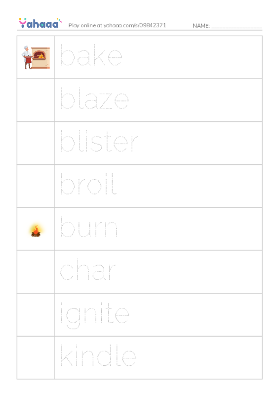 Common Verbs in English: fire 1 - worksheets PDF Download | Yahaaa!