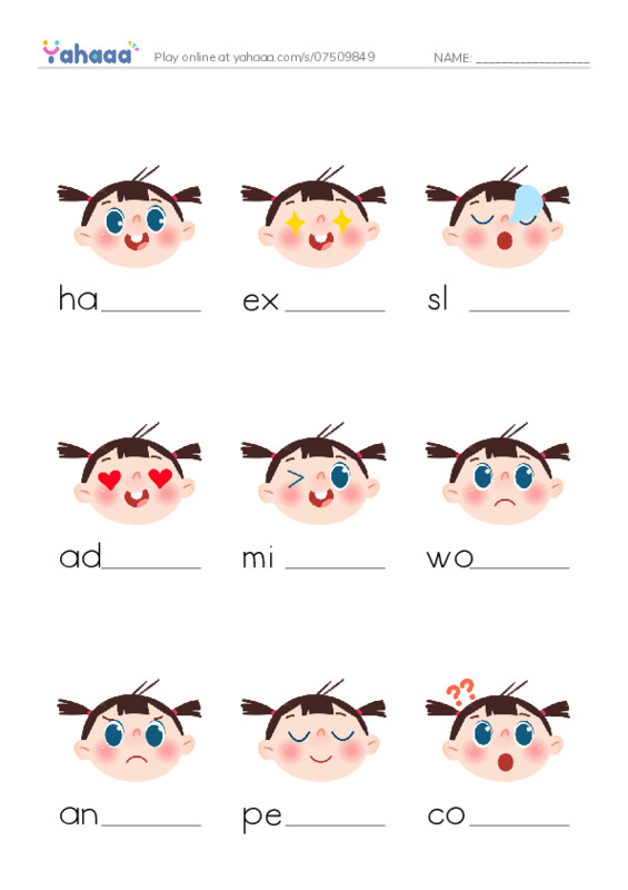 Free worksheet on Feelings - Worksheet to fill in words gaps | Yahaaa!