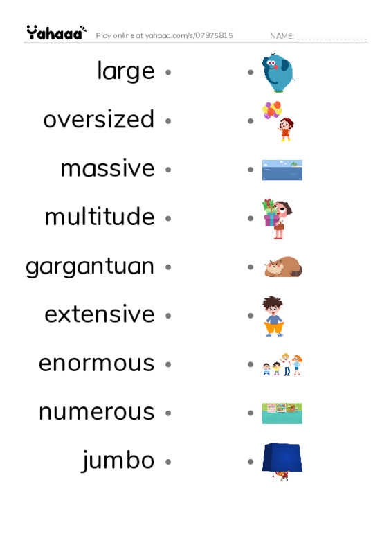 Free worksheet on Way to say big | Yahaaa!