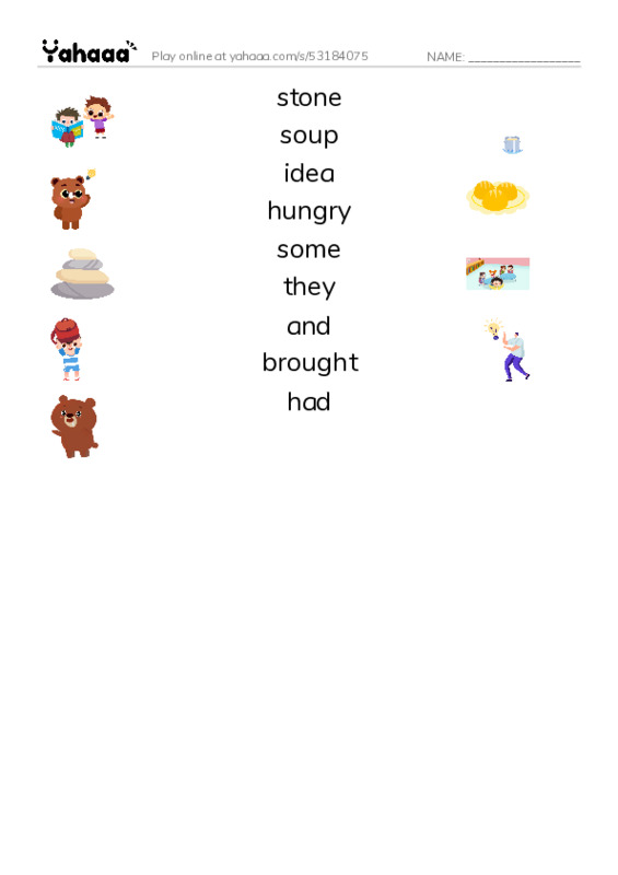 Free worksheet on RAZ Vocabulary D: Stone Soup - Three | Yahaaa!