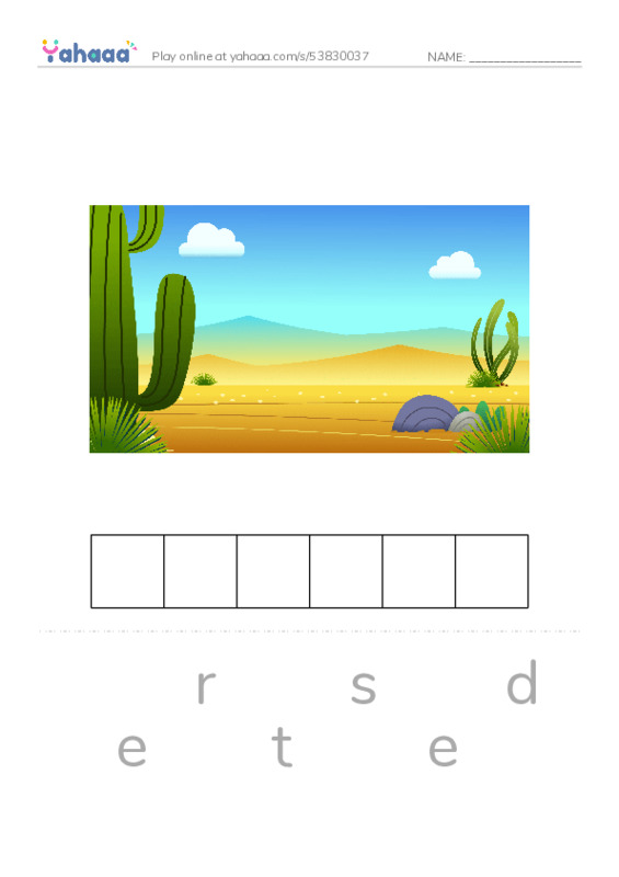 Free worksheet on RAZ Vocabulary H: A Desert Counting Book - | Yahaaa!