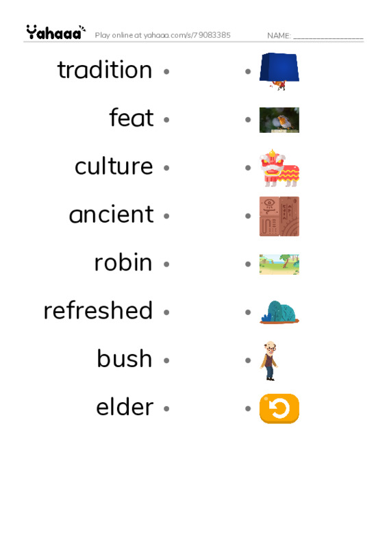 Free worksheet on RAZ Vocabulary R: How the Robin Stole Fire | Yahaaa!