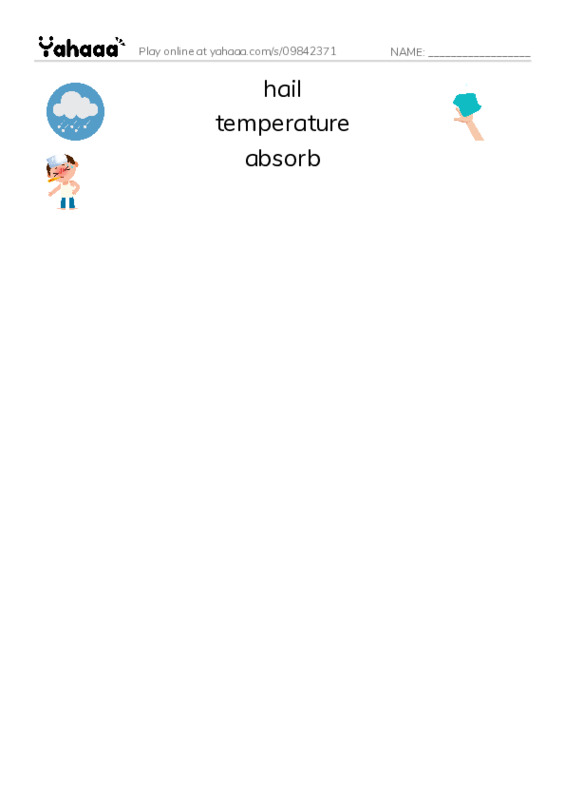 Free worksheet on RAZ Vocabulary T: Severe Weather - Three | Yahaaa!