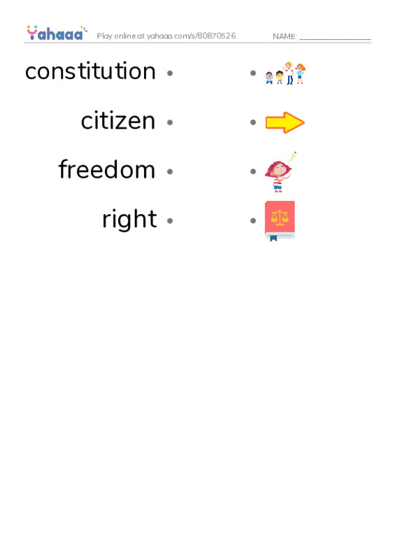 Free worksheet on RAZ Vocabulary U: The Bill of Rights - | Yahaaa!