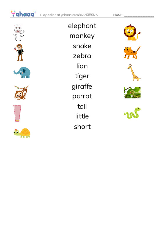 Free Worksheet On Wild Animals Three Columns Match Words Yahaaa 