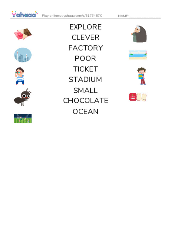 Free worksheet on UNIT 9 VOCABULARY - Three columns match | Yahaaa!