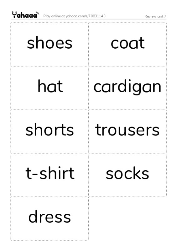 Free worksheet on Review unit 7 - Two columns flashcards | Yahaaa!