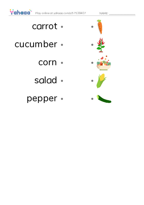 Free worksheet on Vegetables | Yahaaa!