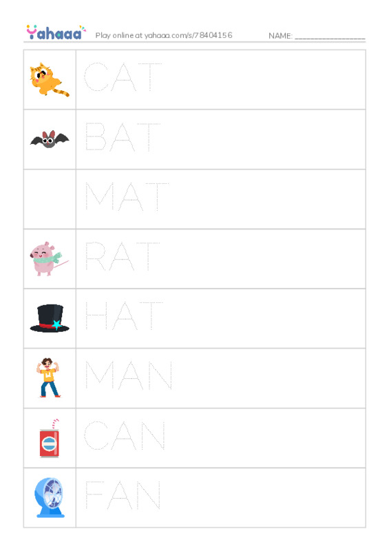 Free worksheet on 1 MONTH - One column image words | Yahaaa!