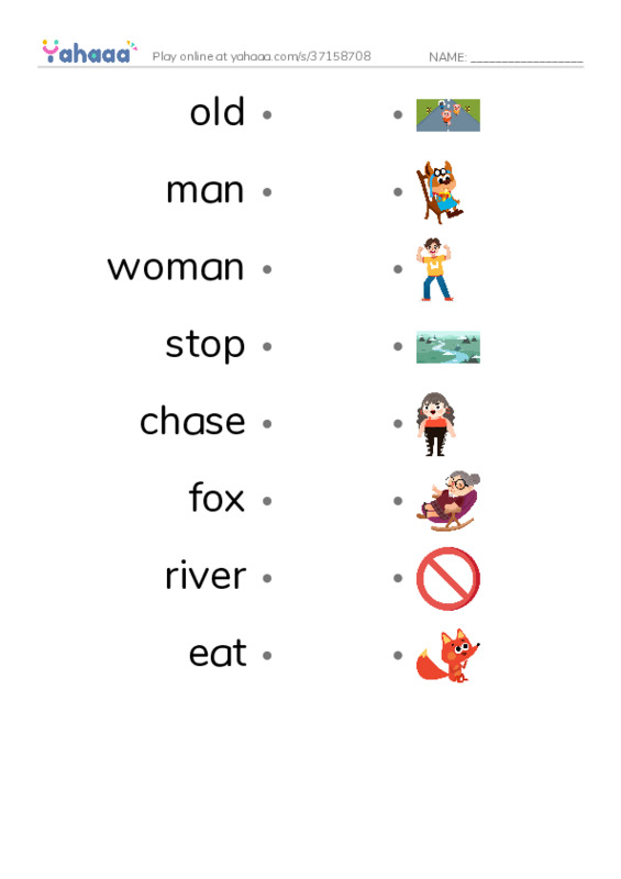 Free worksheet on The Gingerbread Man - Link match words | Yahaaa!