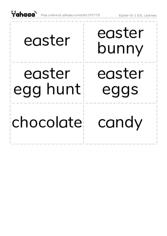 Free worksheet on Easter-Gr 2 ESL Learners - Two columns | Yahaaa!