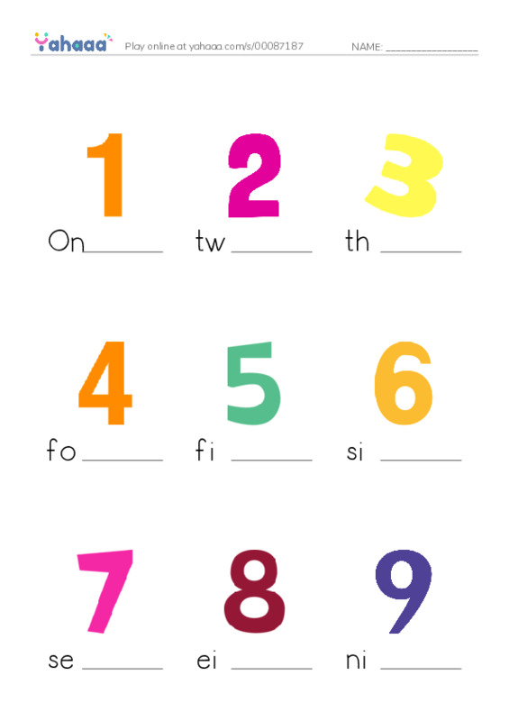 Free worksheet on BG. Numbers 1-20 - Worksheet to fill in | Yahaaa!