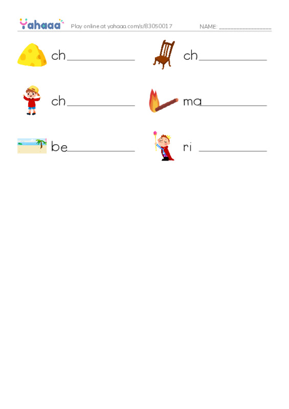 Free worksheet on Digraphs ch - Worksheet writing row | Yahaaa!