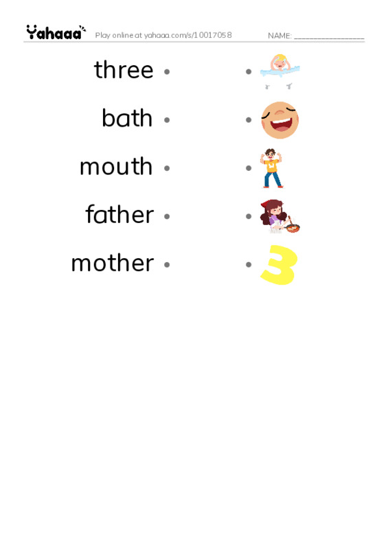 Free worksheet on Digraphs th - Link match words worksheet | Yahaaa!