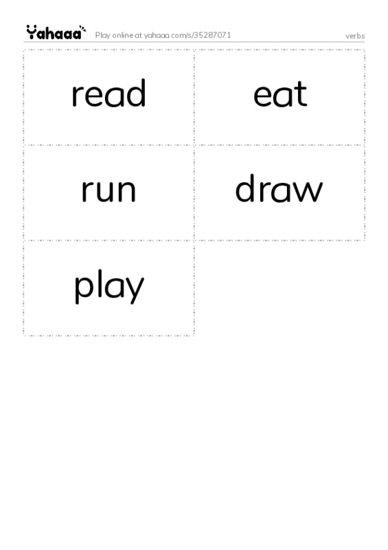 Free worksheet on verbs - Two columns flashcards | Yahaaa!