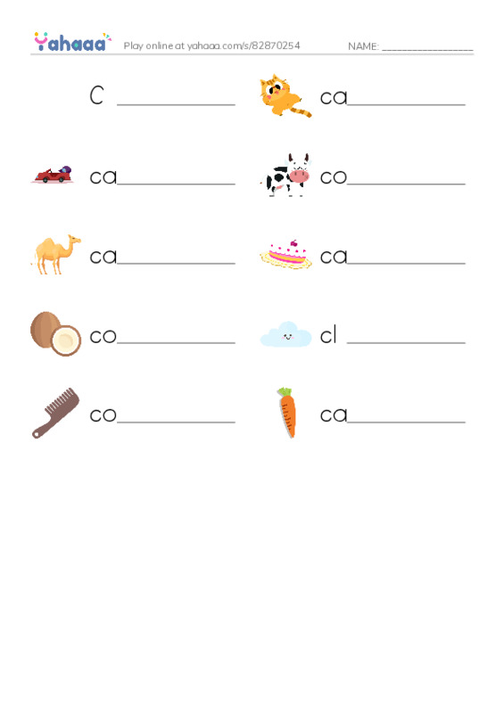 Free worksheet on Cc - Worksheet writing row | Yahaaa!