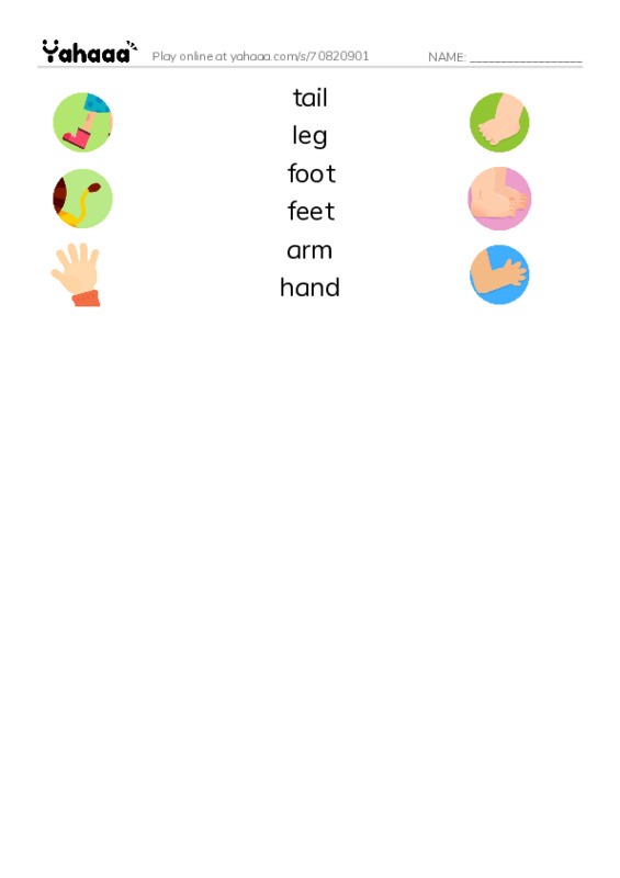 Free worksheet on kb 1 legs and tails - Three columns match | Yahaaa!