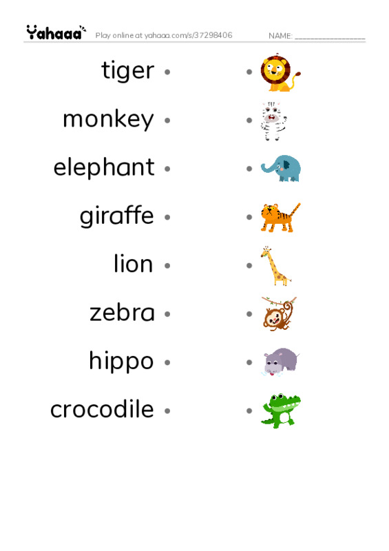 Free worksheet on KB 1 Animals - Link match words worksheet | Yahaaa!