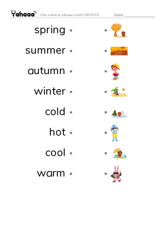 Free worksheet on Season - Link match words worksheet | Yahaaa!