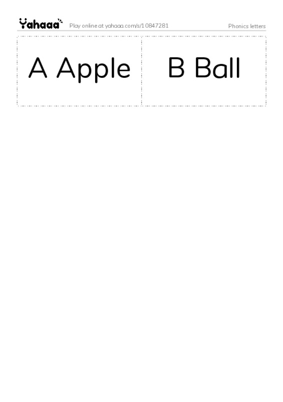 Free worksheet on Phonics letters - Two columns flashcards | Yahaaa!