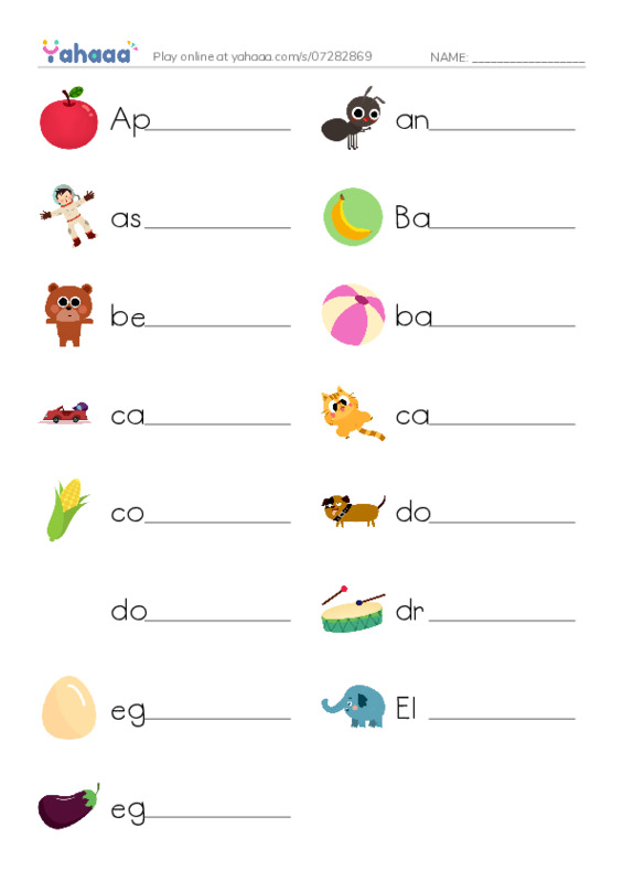 Free worksheet on Phonics (A,E) | Yahaaa!