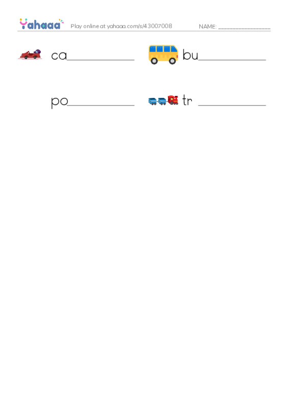 Free worksheet on transport - Worksheet writing row | Yahaaa!