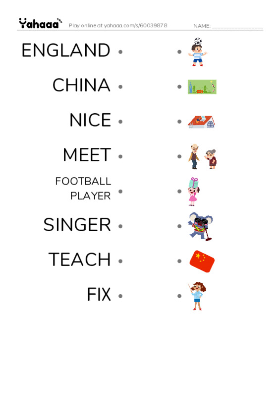 Free worksheet on NICE TO MEET YOU - Link match words | Yahaaa!